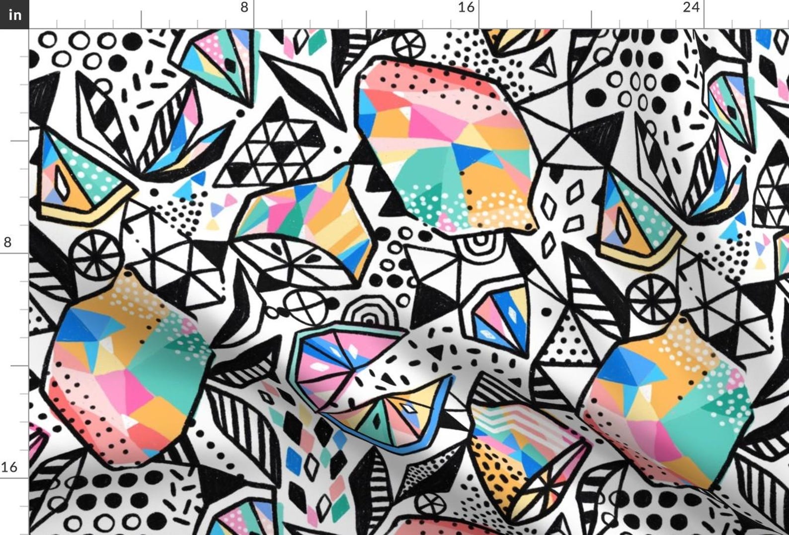 Pop Art Graphic Fabric - Lemon Design Pop Art Citrus Doodle Design by ...