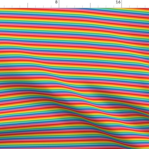 Bold Rainbow Stripes Fabric Tiny Rainbow Stripes 2 by | Etsy