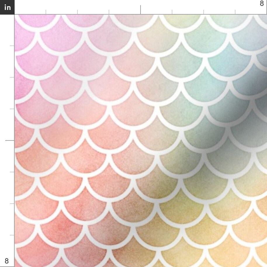 Rainbow Scales Fabric Pastel Rainbow Watercolor Scale by | Etsy