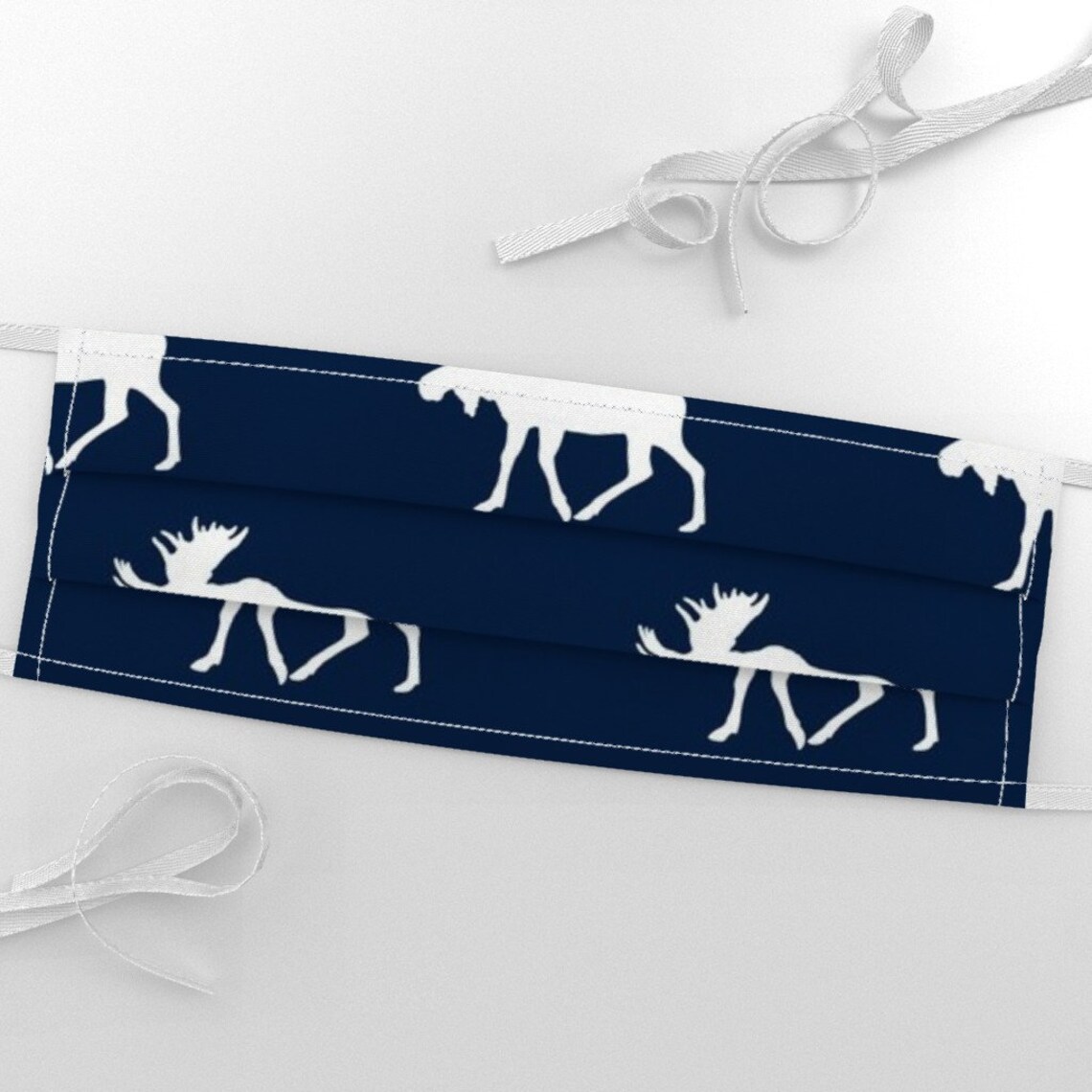 Moose Fabric Moose / White on Navy Custom Fabric by Little - Etsy