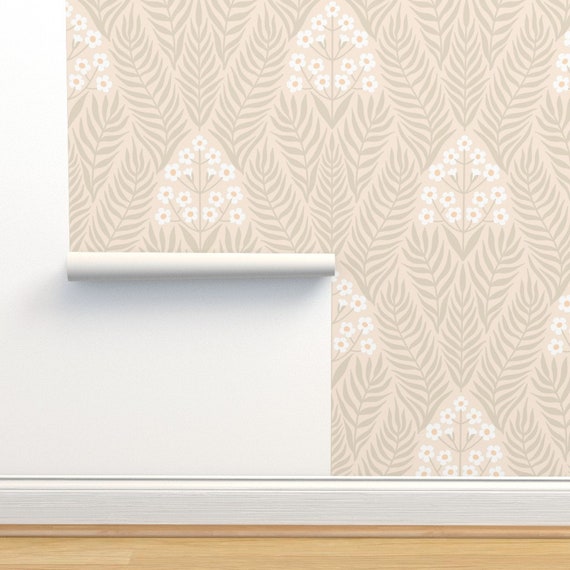 Neutral Floral Wallpaper Neutral Botanical by Kancerina - Etsy
