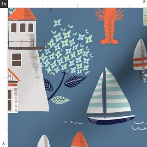 Nantucket Blue Beach Houses Nautical Fabric Nantucket Summer by ...