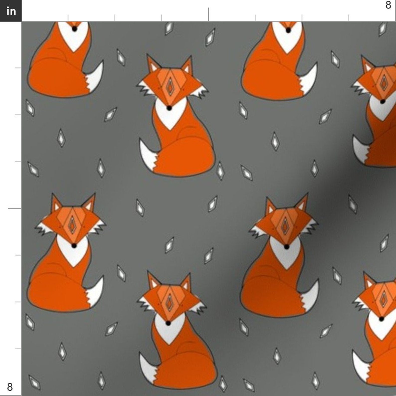 Fox Fabric Grey Fox by Elvelyckan Woodland Creature - Etsy