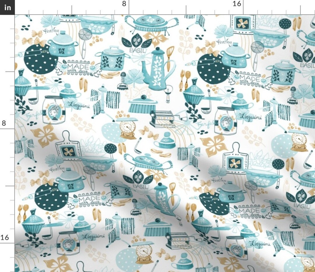 Homemade Pasta Fabric Kitchen Fabric Pasta Made With Love by - Etsy