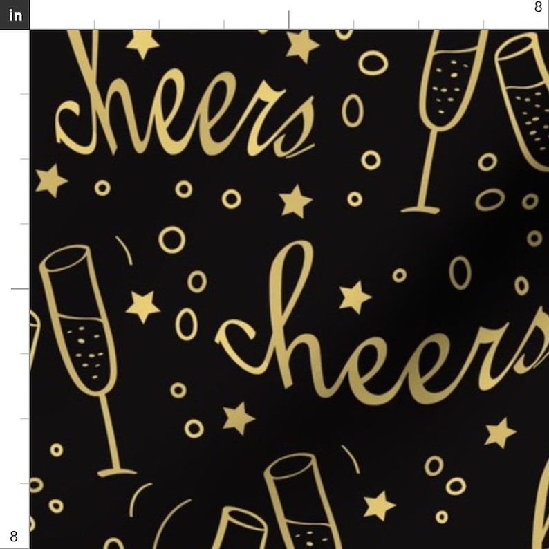 Cheers Celebration Gold Champagne Fabric Cheers Champagne on - Etsy
