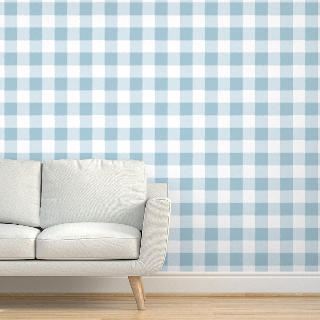 Baby Boy Wallpaper Light Blue Buffalo Check Gingham by - Etsy