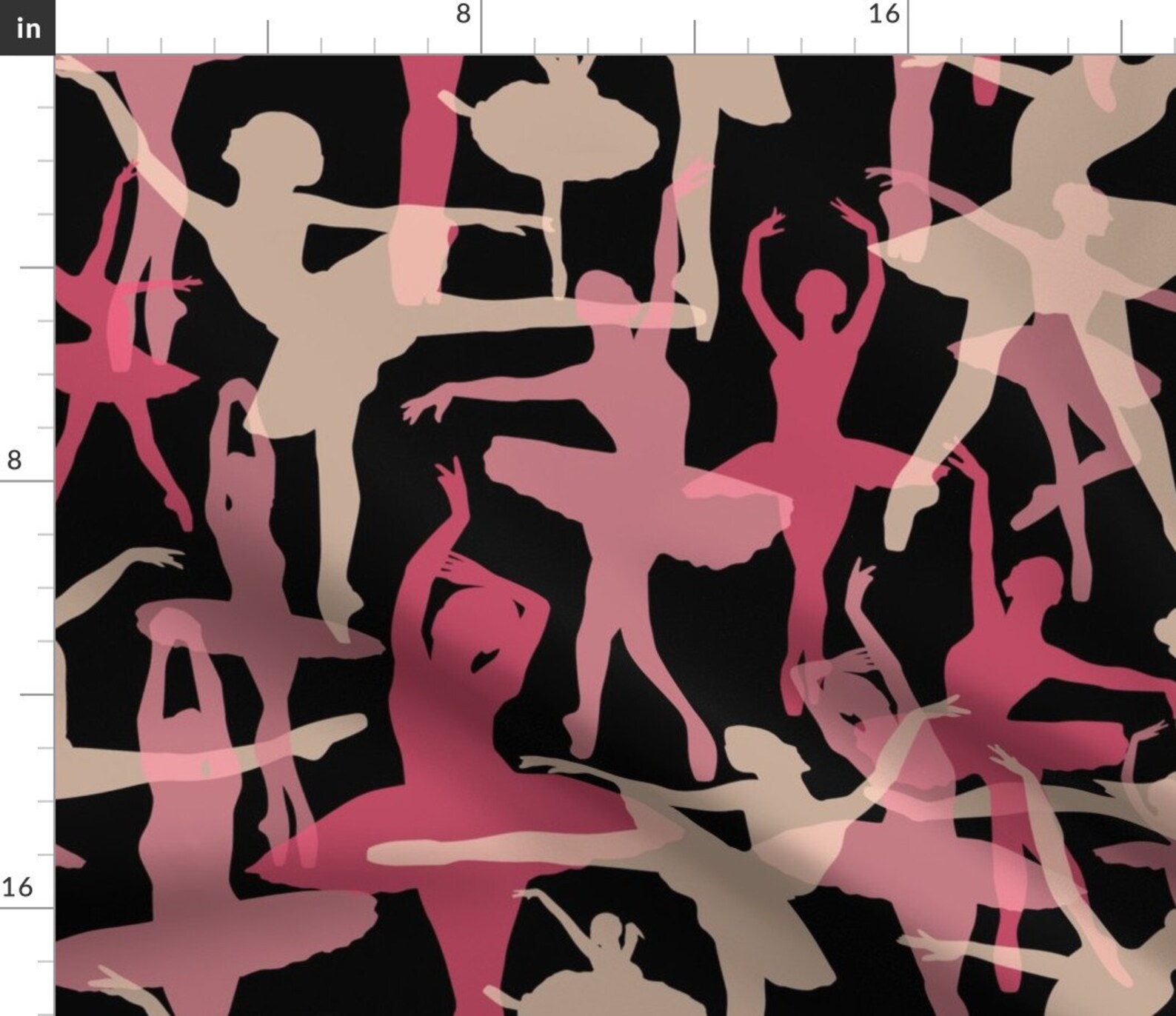 Pink and Black Ballet Fabric Ballerina Black Background by - Etsy