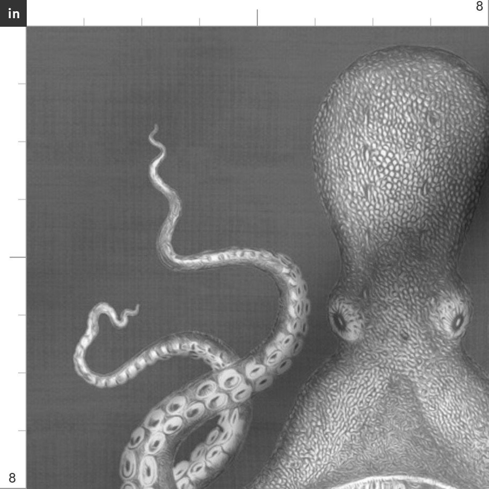 Octopus on Gray Fabric Octopus Oasis // Gray by Willowlanetextiles ...