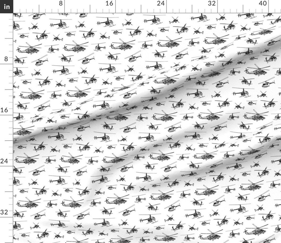 Helicopters Fabric Helicopters Small by Thinlinetextiles | Etsy