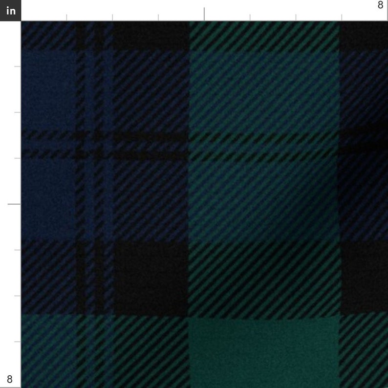 Green Blue Tartan Fabric Blackwatch Tartan by - Etsy