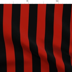 Pirate Fabric Bold Thick Vertical Stripe Red and Black by ...