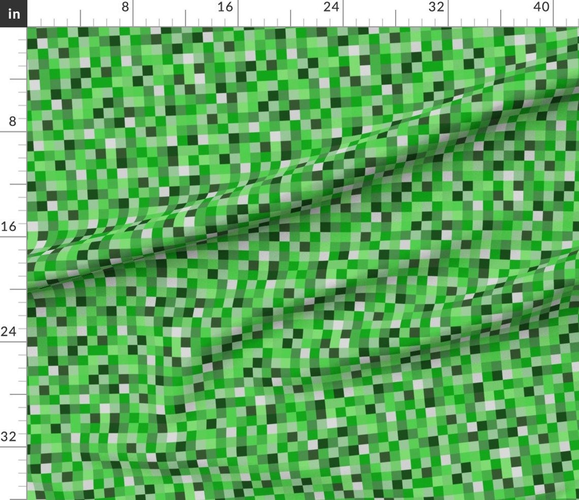 8-bit Fabric 8-bit Dark Green Pixels 3/4ths of an Inch by - Etsy