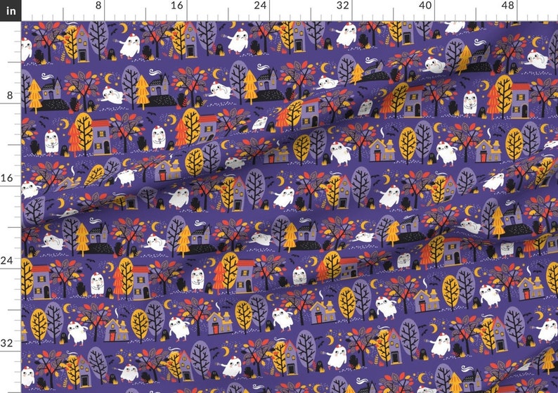 Spooky Ghost Fabric Ghosties Graveyard By Lizmytinger | Etsy