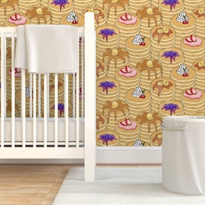 Pancake Wallpaper Flapjack Stack by Pattysloniger Breakfast Kitchen Custom Printed Removable ...