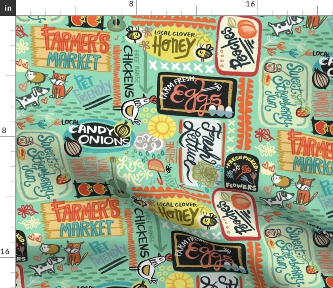 Farm Fabric Farmer's Market Fun by Gsonge Farm Animal Vegetable Stand ...