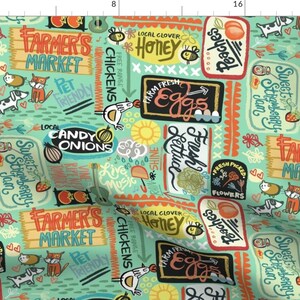 Farm Fabric Farmer's Market Fun by Gsonge Farm Animal Vegetable Stand ...