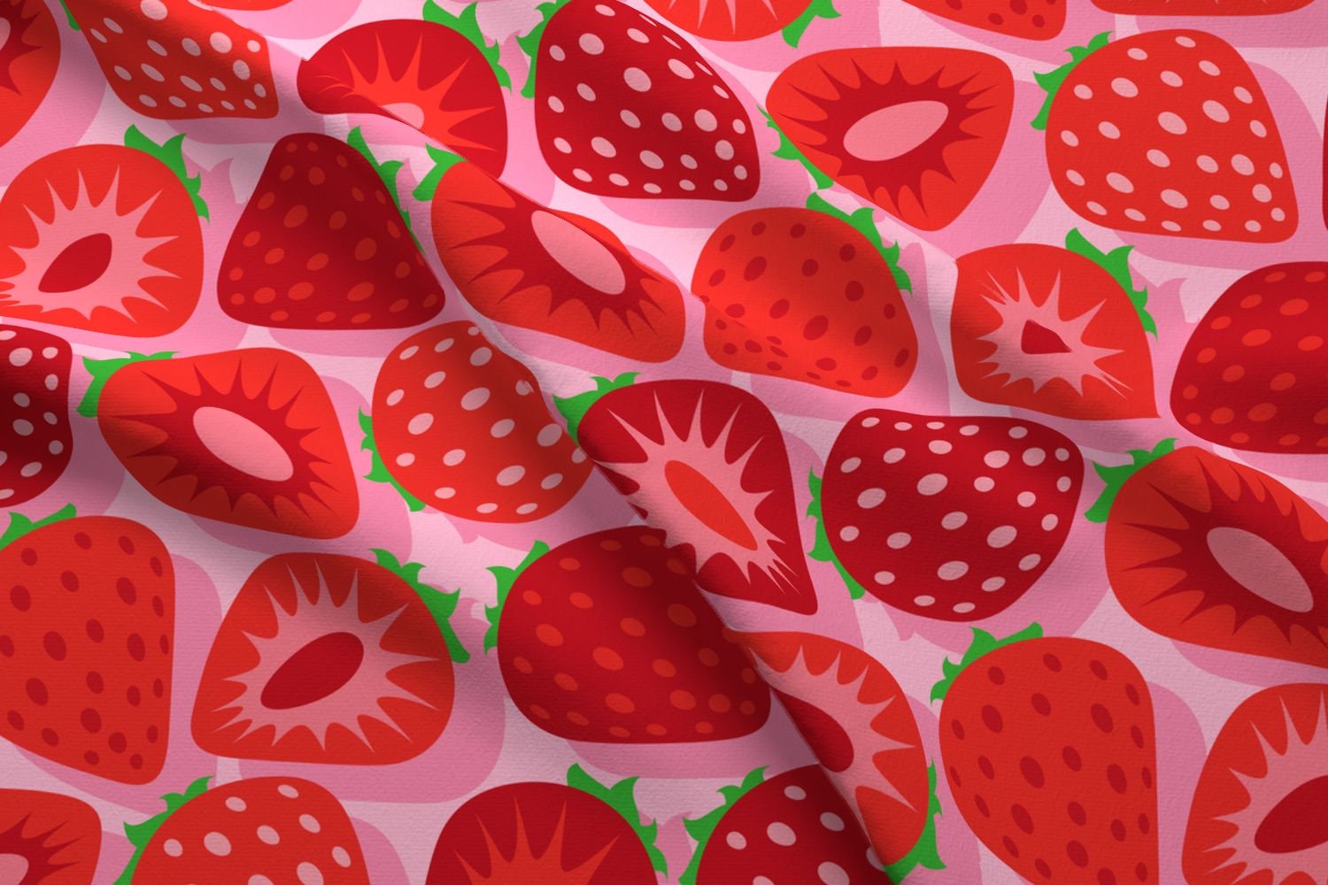 Strawberry Fabric Strawberry Field 3 By Cassiopee | Etsy