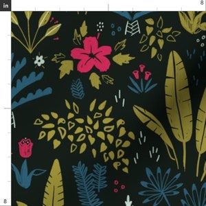 Tropical Botanical Fabric Dark Tropic By Caleb Luke Lin | Etsy