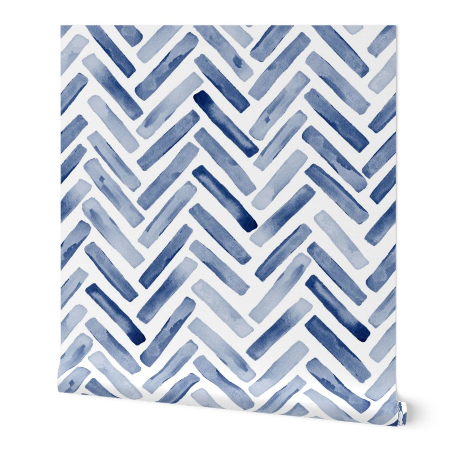 Chevron Wallpaper Inidgo Blue Painted Chevron by Erin Kendal - Etsy