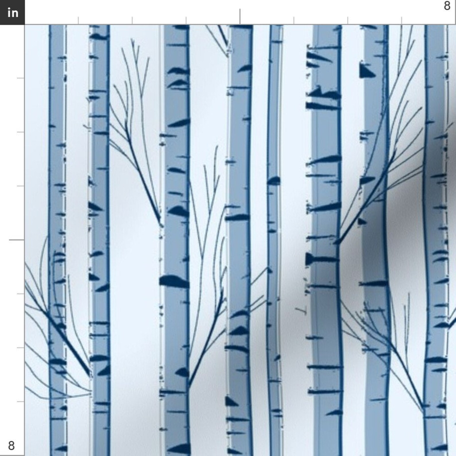 Birch Trees Blue Fabric Birch Wood Trees on Blue Snowy Day | Etsy