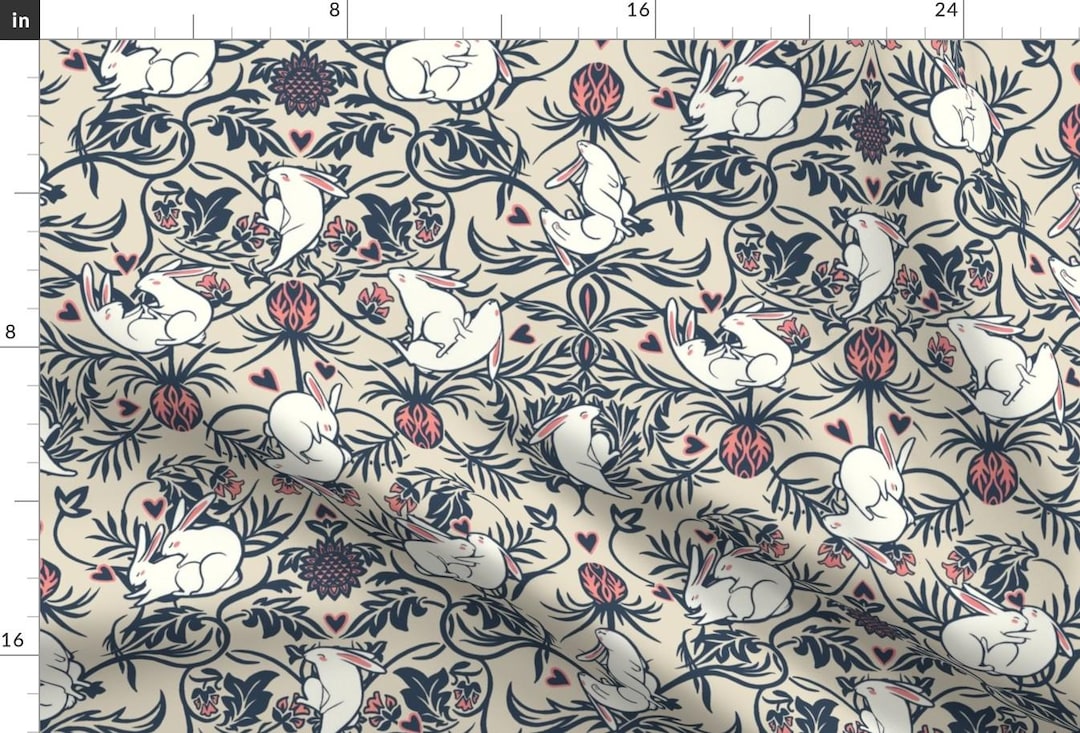 Bunny Kama Sutra Fabric - Damask Bunny Sutra by Bronwynschuster - Funny ...