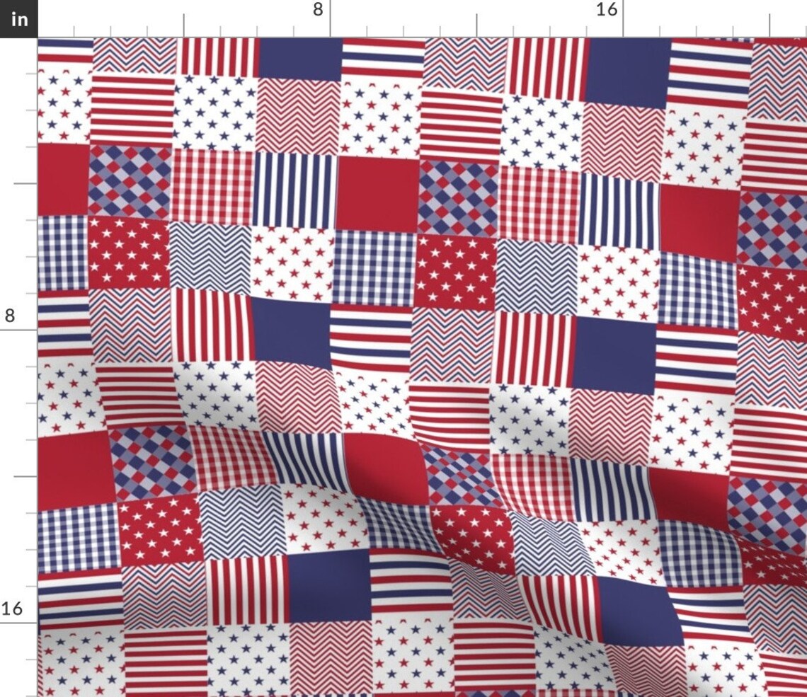Usa Fabric Usa Mini Flag Patchwork Quilt Squares by Paper | Etsy