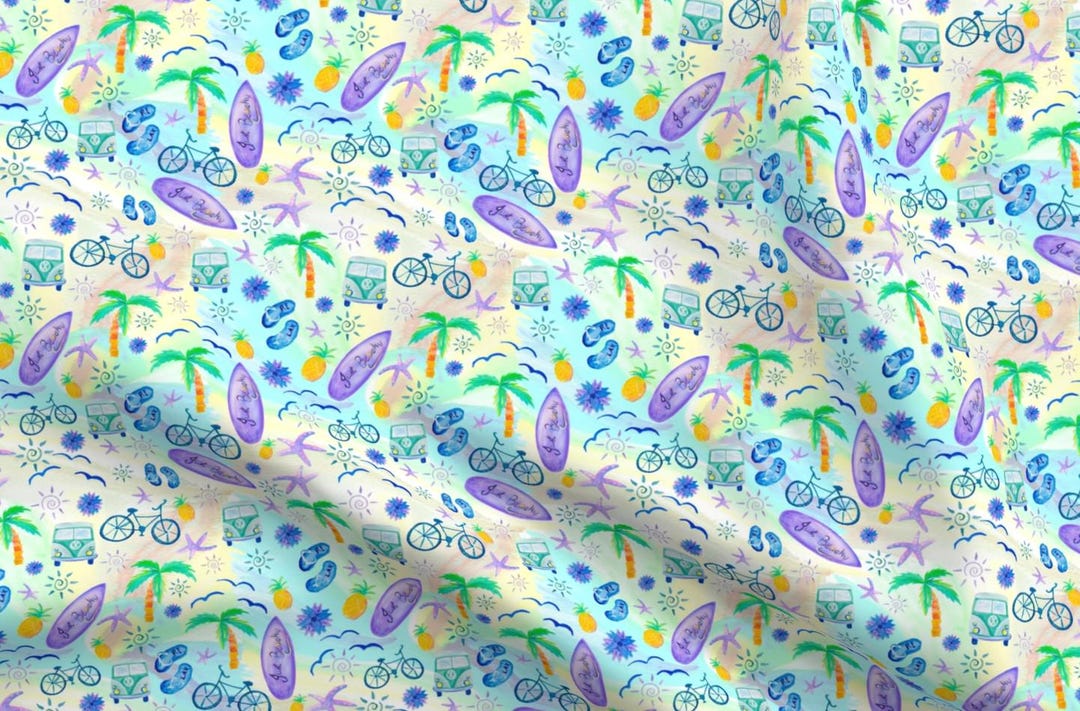 Beachy Fabric Just Beachy by Gingerlique Ocean Beach Summer Sand ...