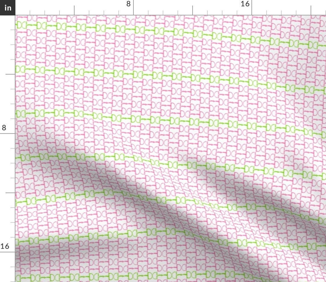 Pink and Green Equestrian Horse Bits Fabric Preppy Bits by - Etsy
