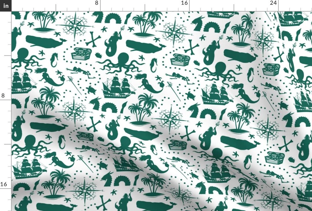 Sea Adventure Fabric High Seas Adventure by Thinlinetextiles Ocean ...