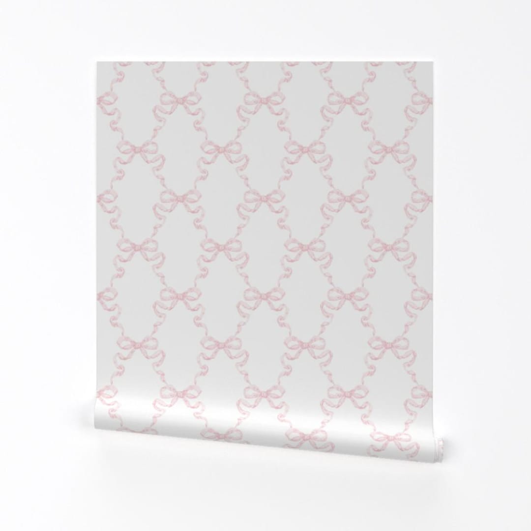 Ribbon Lattice Removable Peel and Stick Wallpaper - Pink on White Small ...
