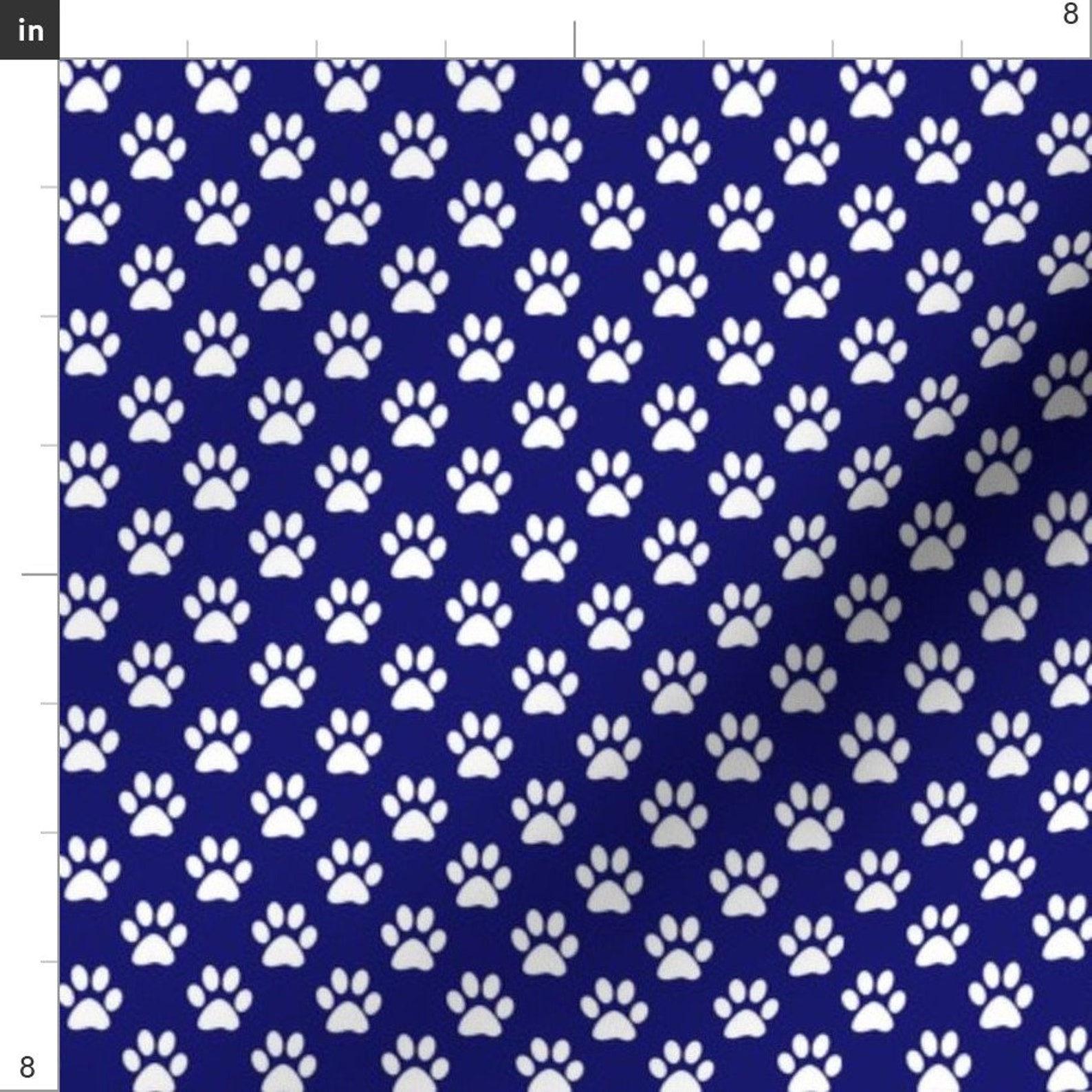 Paw Print Fabric Half Inch White Paw Prints on Purple Blue - Etsy