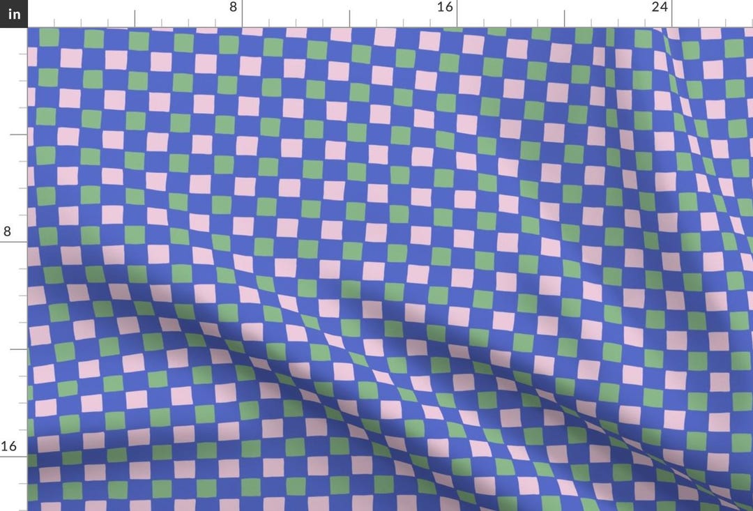 Periwinkle Check Apparel Fabric - Checks by Mariarein - Hand Drawn ...