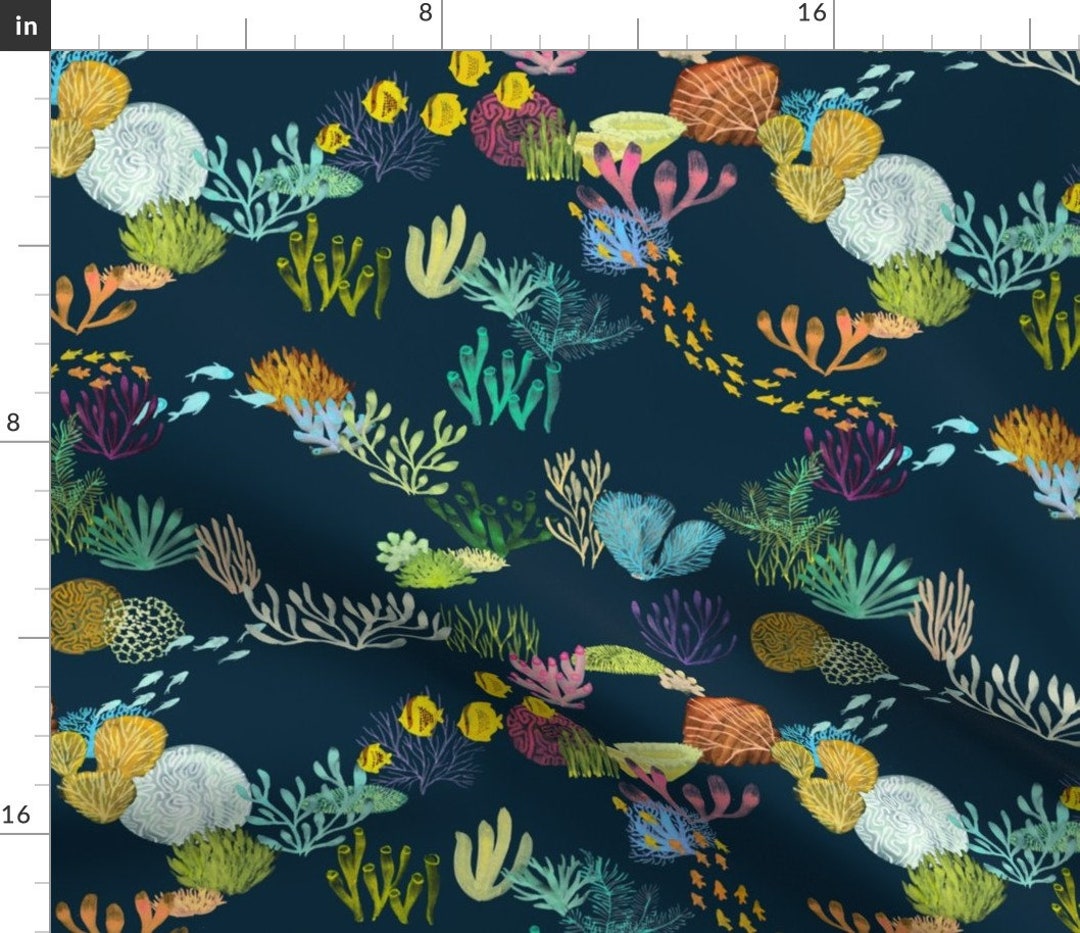 Modern Nautical Fabric Life in the Great Barrier Reef by - Etsy