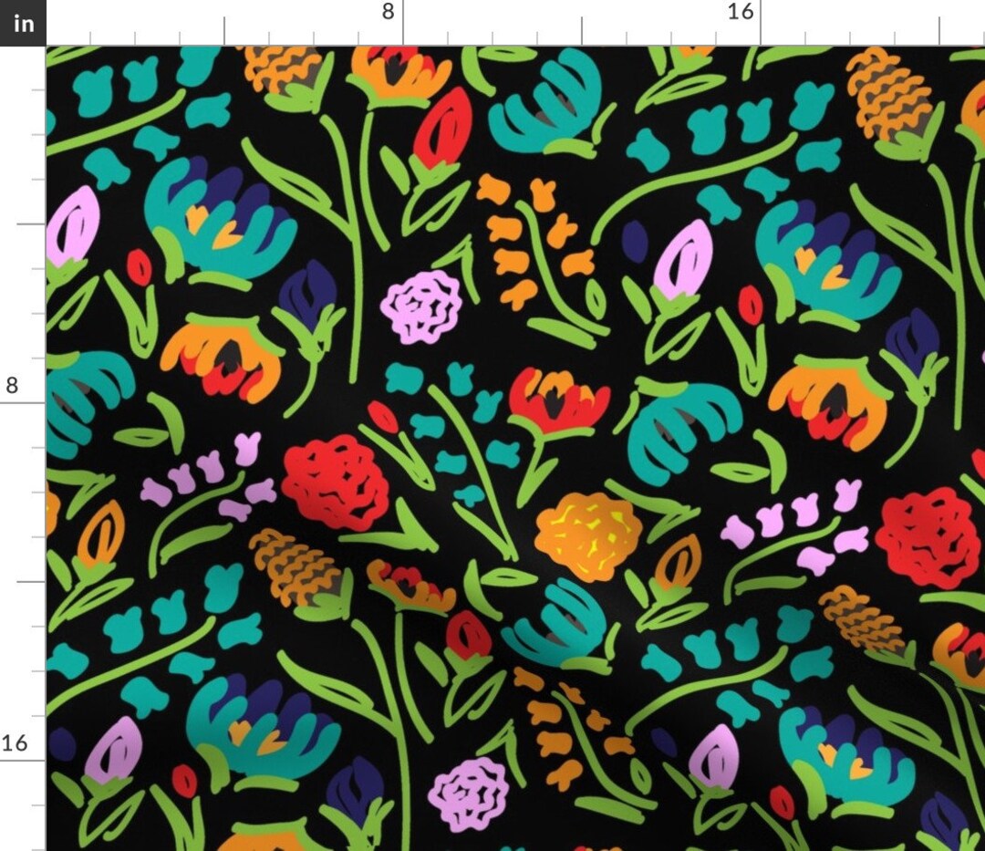 Botanical Garden Fabric English Garden black by Winksmile - Etsy