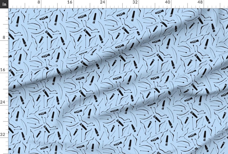 Bow and Arrow Fabric - Archery - Light Blue by Thin Line Textiles ...