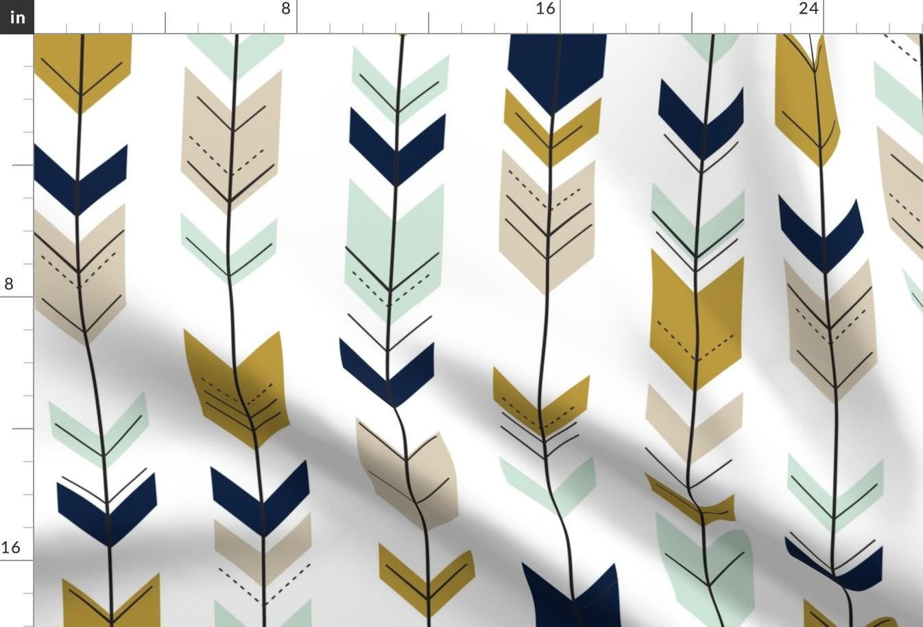 Fletching Arrows / Mint/tan/gold/navy Custom Fabric by Little Arrow ...