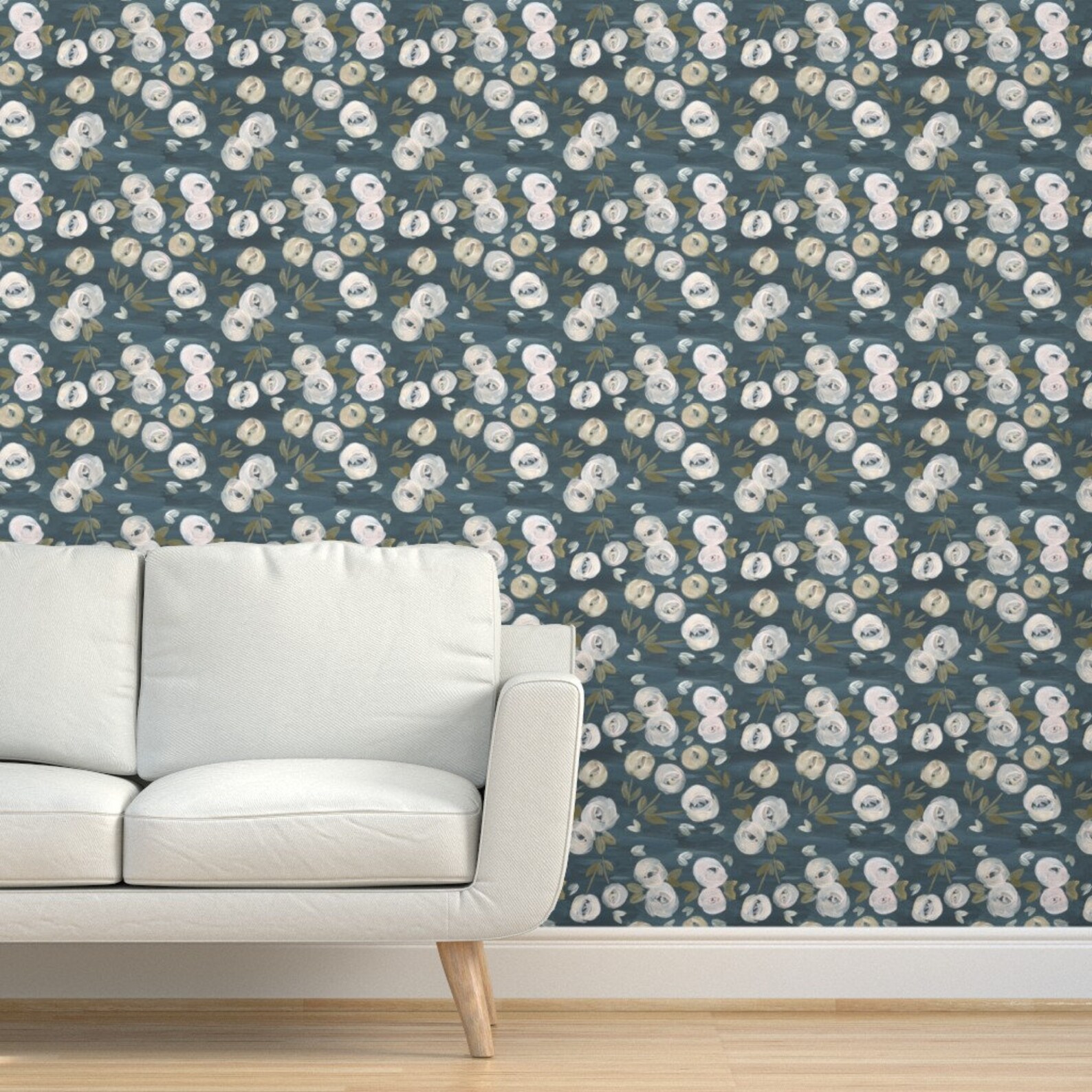 Floral Wallpaper Moody Modern Floral by Smallhoursshop - Etsy