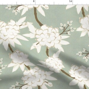 White Floral Fabric Chinoiserie in Spa by Willowlanetextiles Spring ...