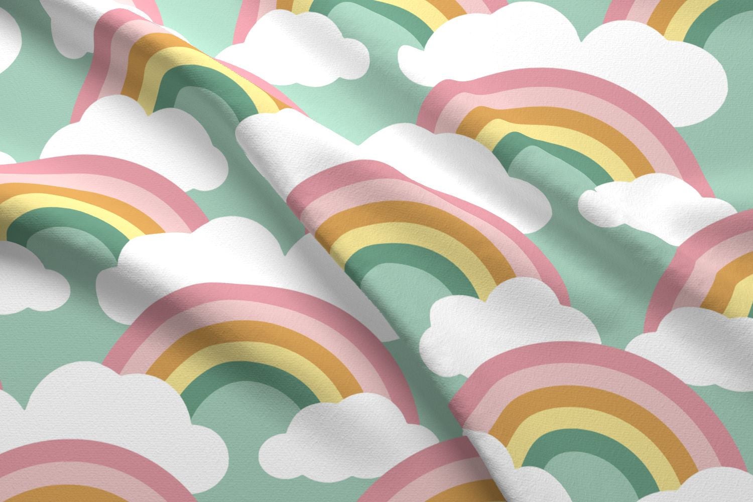 Spring Rainbow Fabric Spring Rainbow Scallop Blue Sky By | Etsy