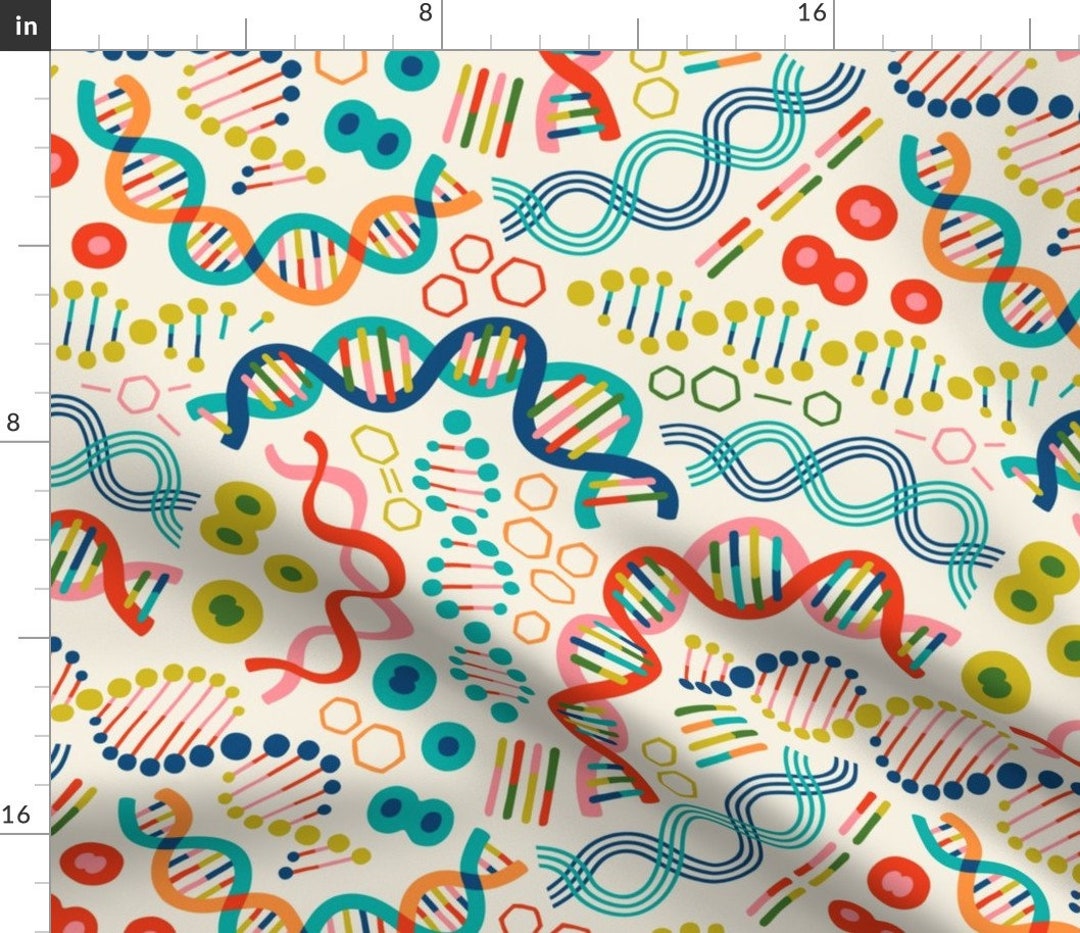 Biology Dna Fabric Dna on Creme large by - Etsy