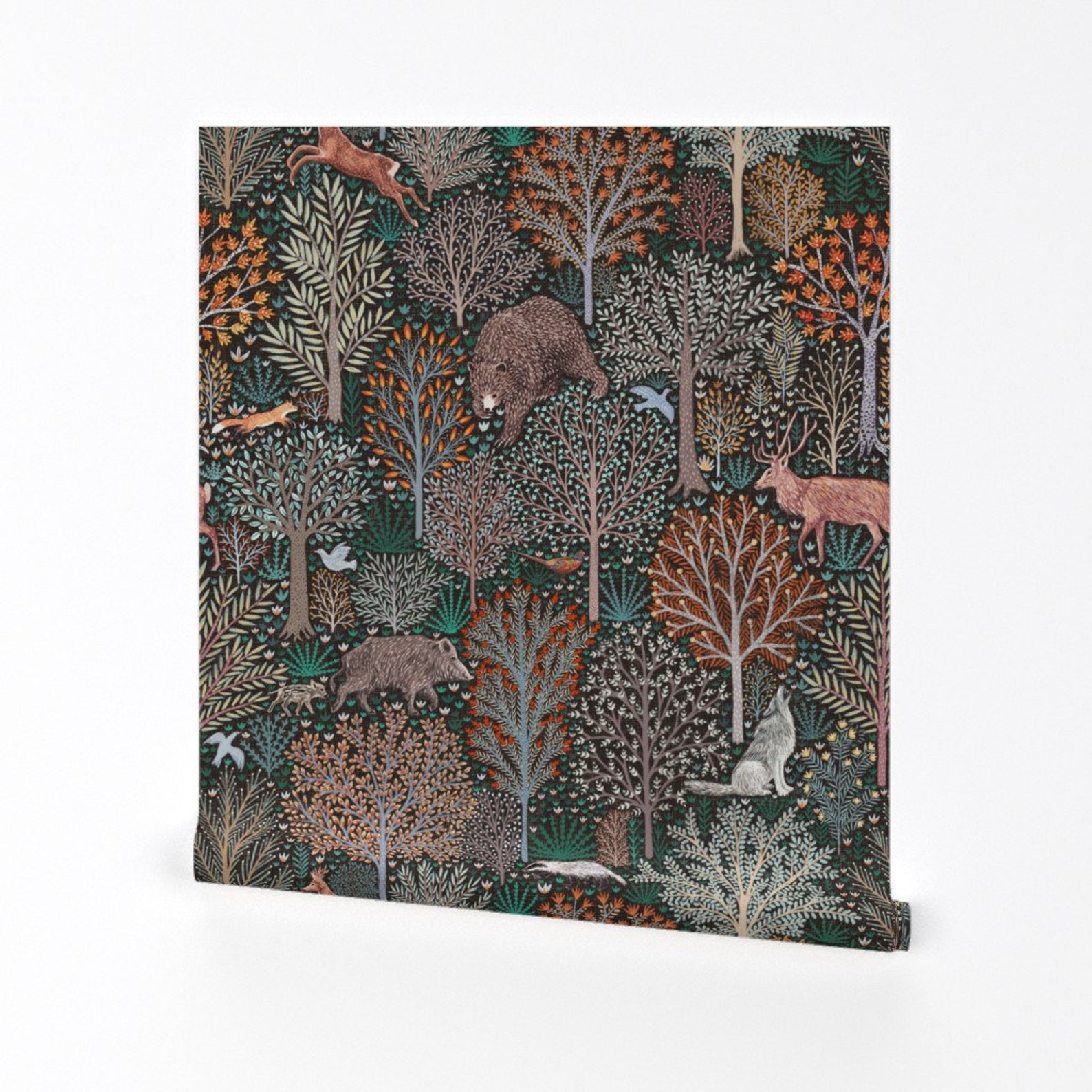Rustic Wallpaper - Forest Animals by Rebecca_reck_art - Woodland ...