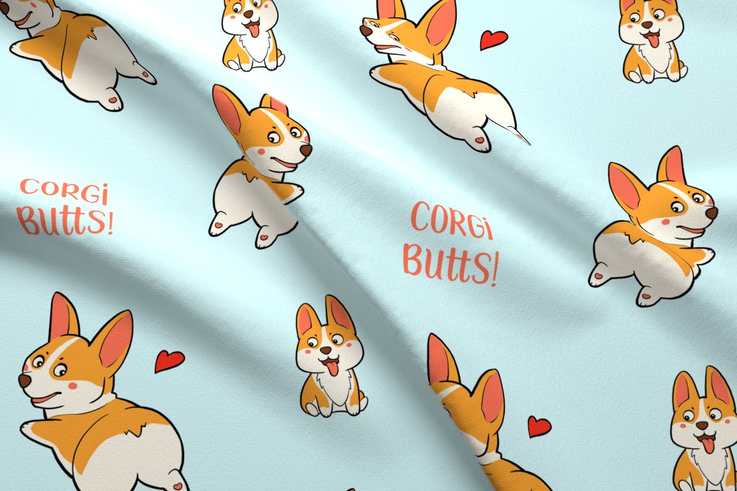 Corgi Love Fabric Corgi Butts By Silveroakdesign Cute | Etsy