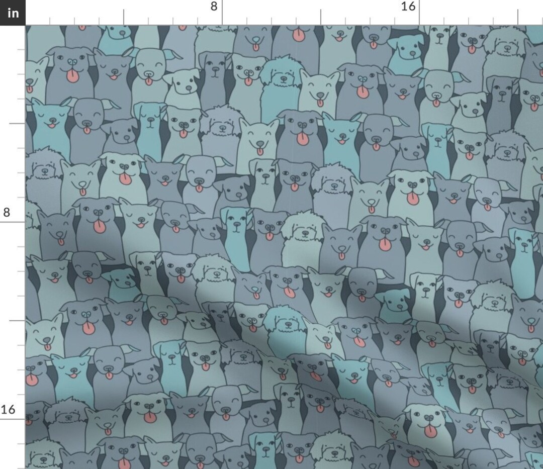 All the Dogs Fabric Dog Pattern by Kostolom3000 Dog Doggy Puppy Blue ...