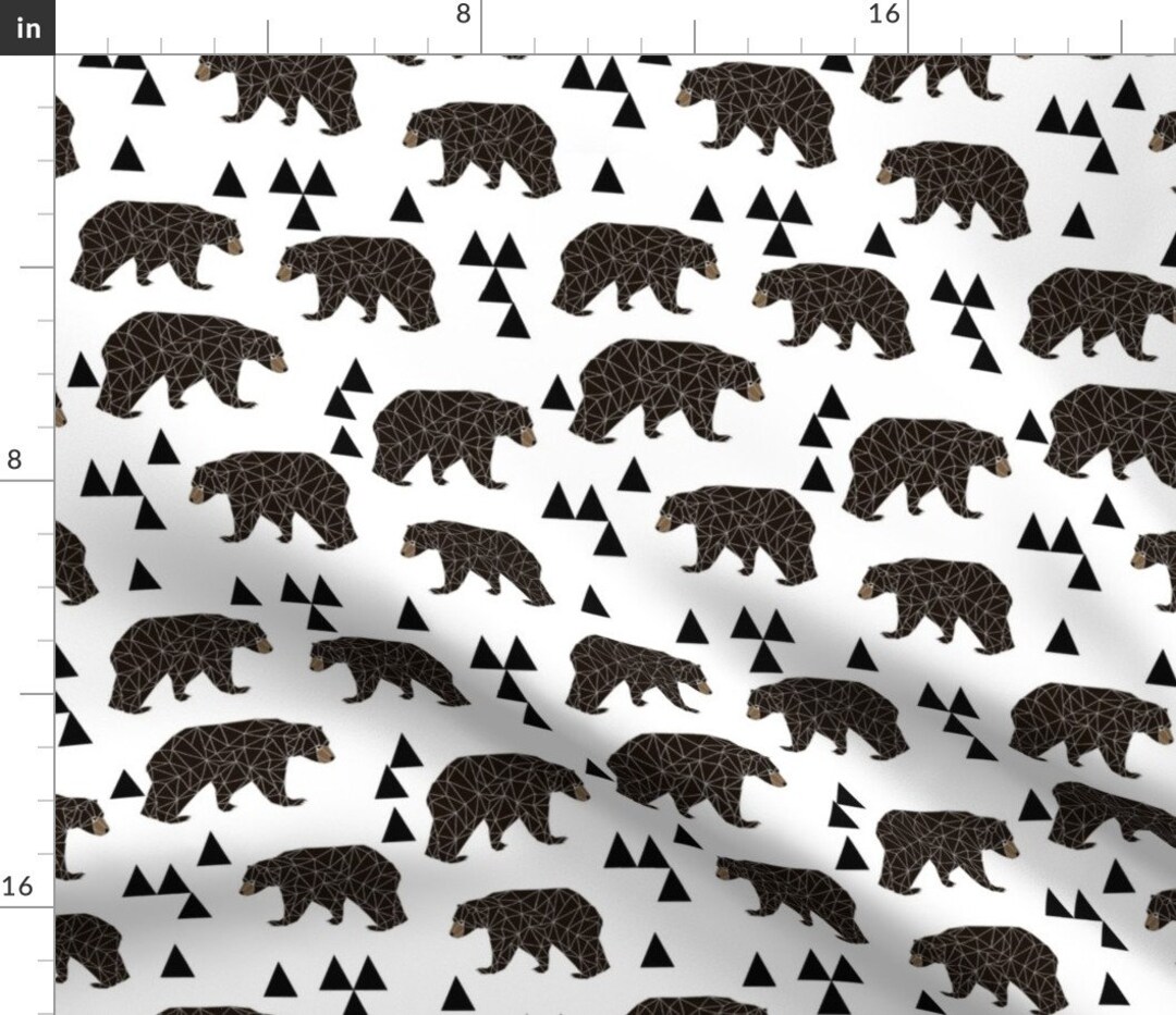Geometric Bear Fabric Geometric Bears With Triangles by - Etsy