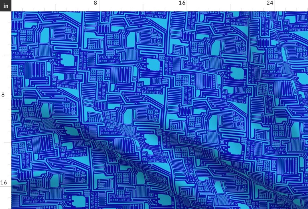 Blue Wickedrefined Fabric - Im Just Wired Differently Blue by ...