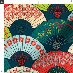 Japanese Fans Fabric Japanese Fans Bright Patterns by - Etsy
