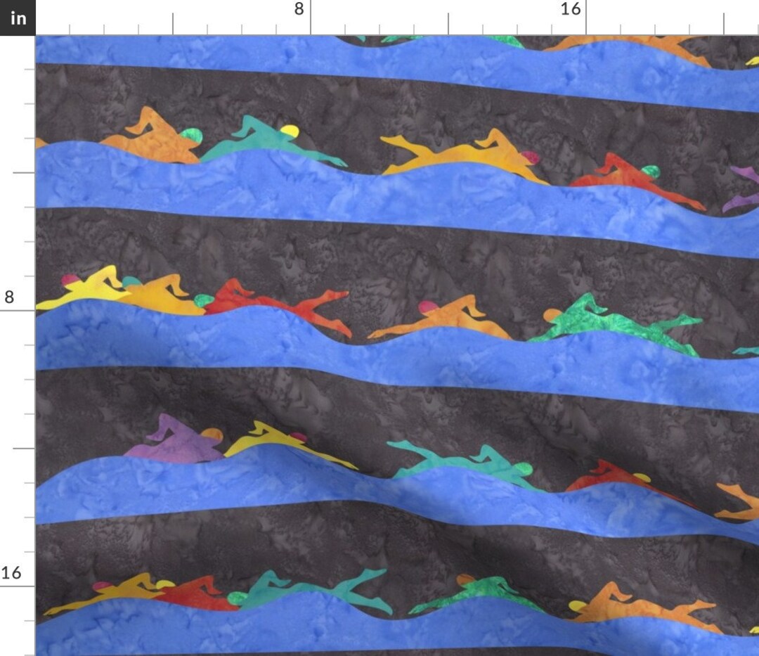 Batik Fabric Swimmers Dark Grey by Jvclawrence Colorful Summer Swim ...