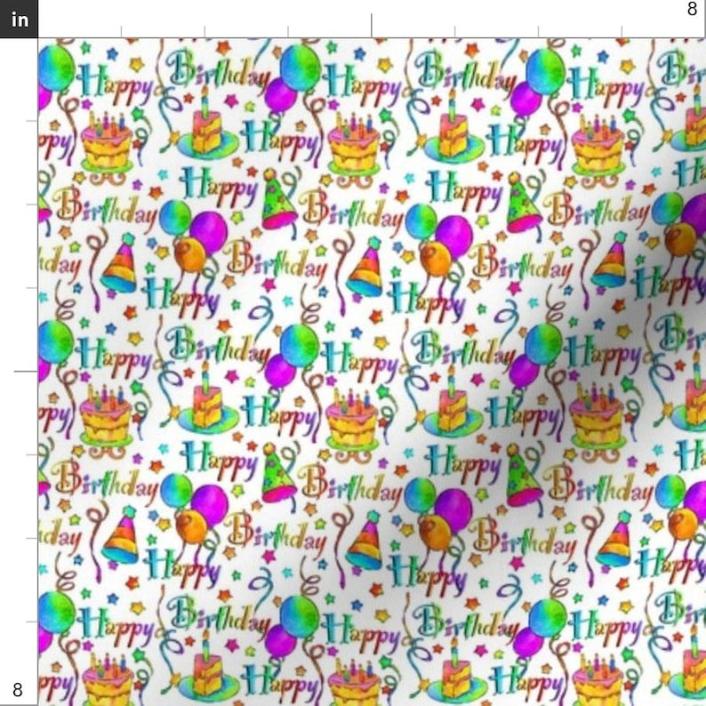 Happy Birthday Fabric Happy Birthday by Ileneavery Happy - Etsy