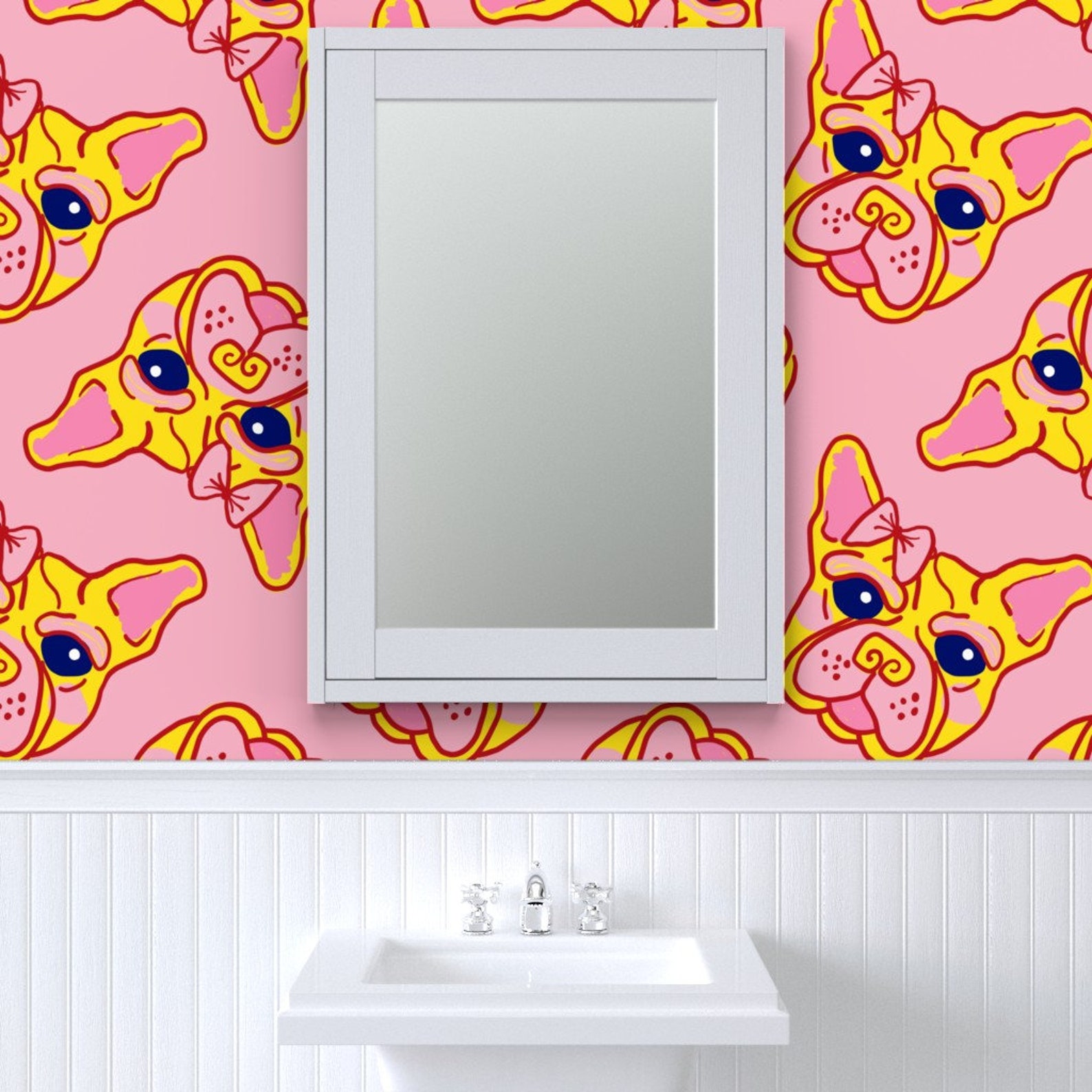 Frenchie Wallpaper Frenchie Pink by Louisemargaret French - Etsy