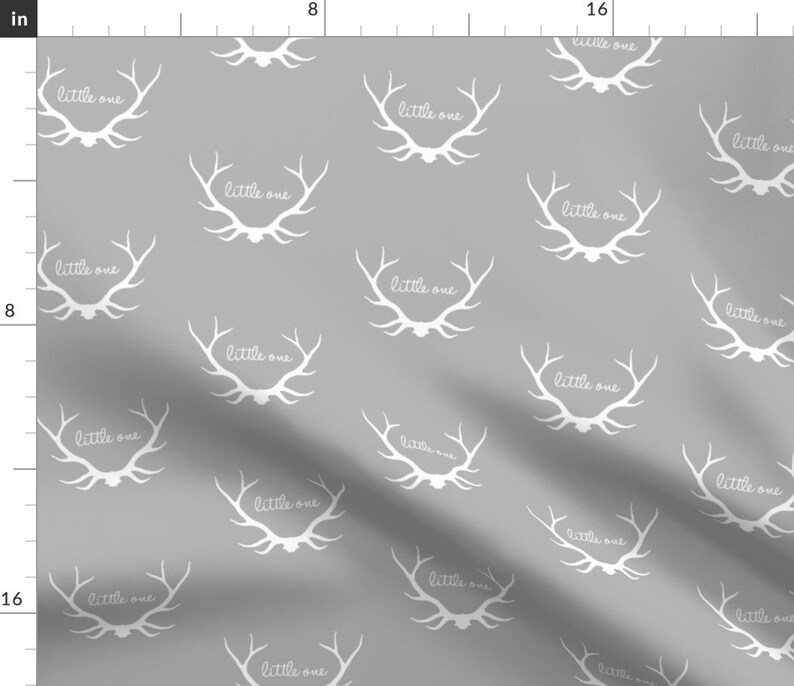 Antler Fabric Little One Antlers Gray/white by | Etsy